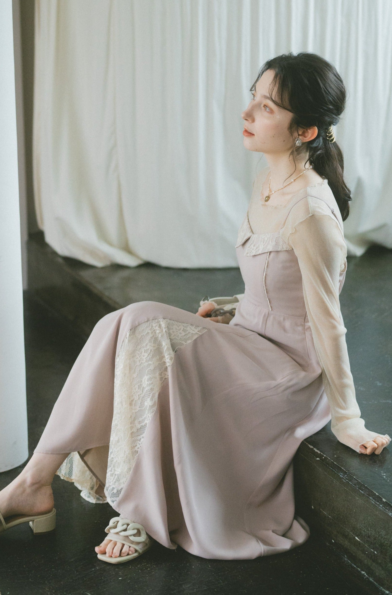 glitter × flower pretty lace dress – idem